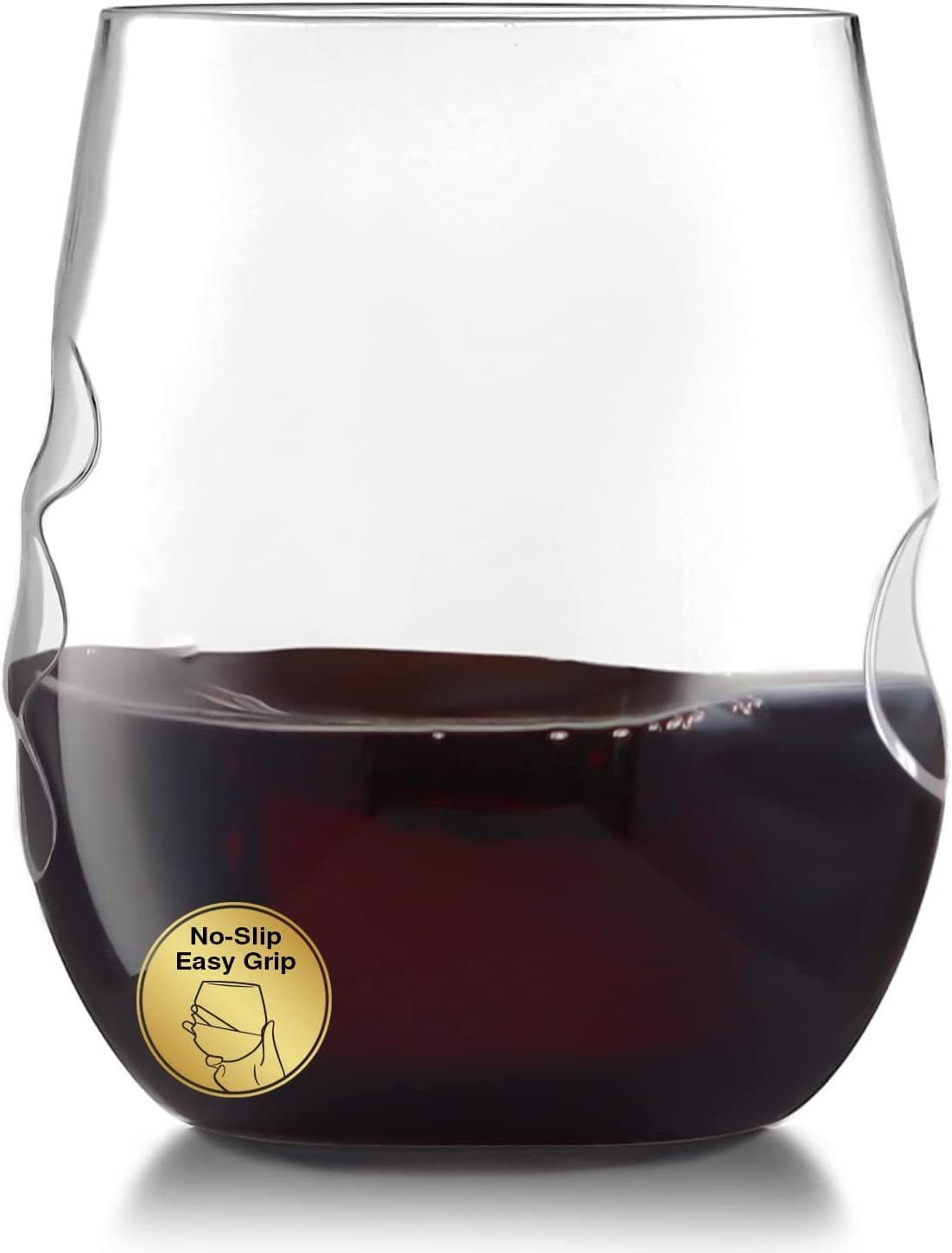 32 Pack Finger Indentations Stemless Plastic Wine Glasses Disposable 12