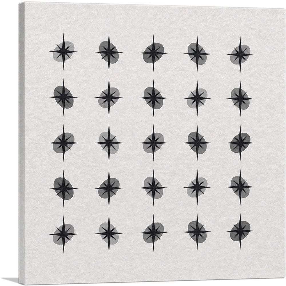 ARTCANVAS Mid-Century Modern Star Squad Greyscale Canvas Art Print ...