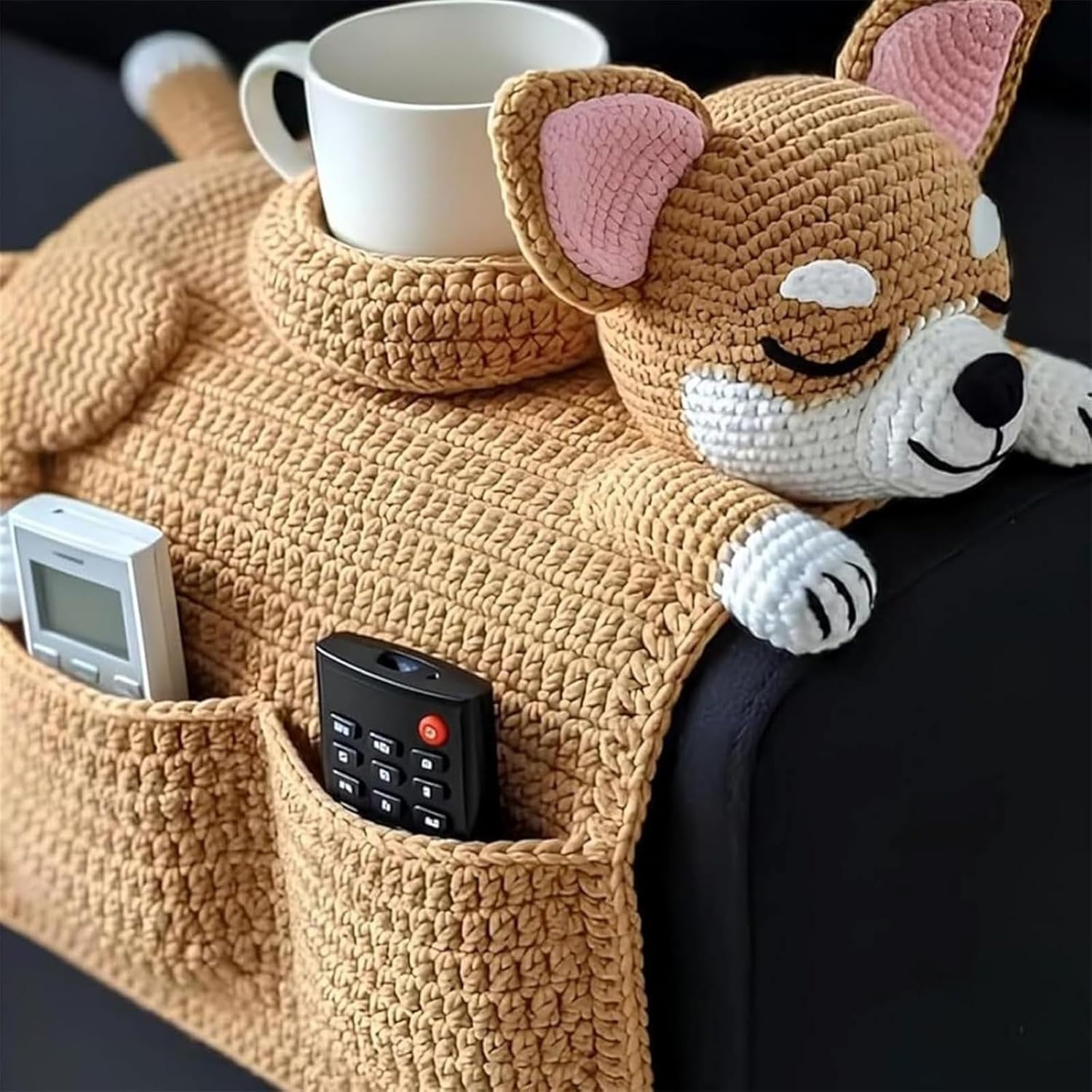 Click here for Crochet Cat Sofa Arm Organizer，cute Puppy Armrest，... prices
