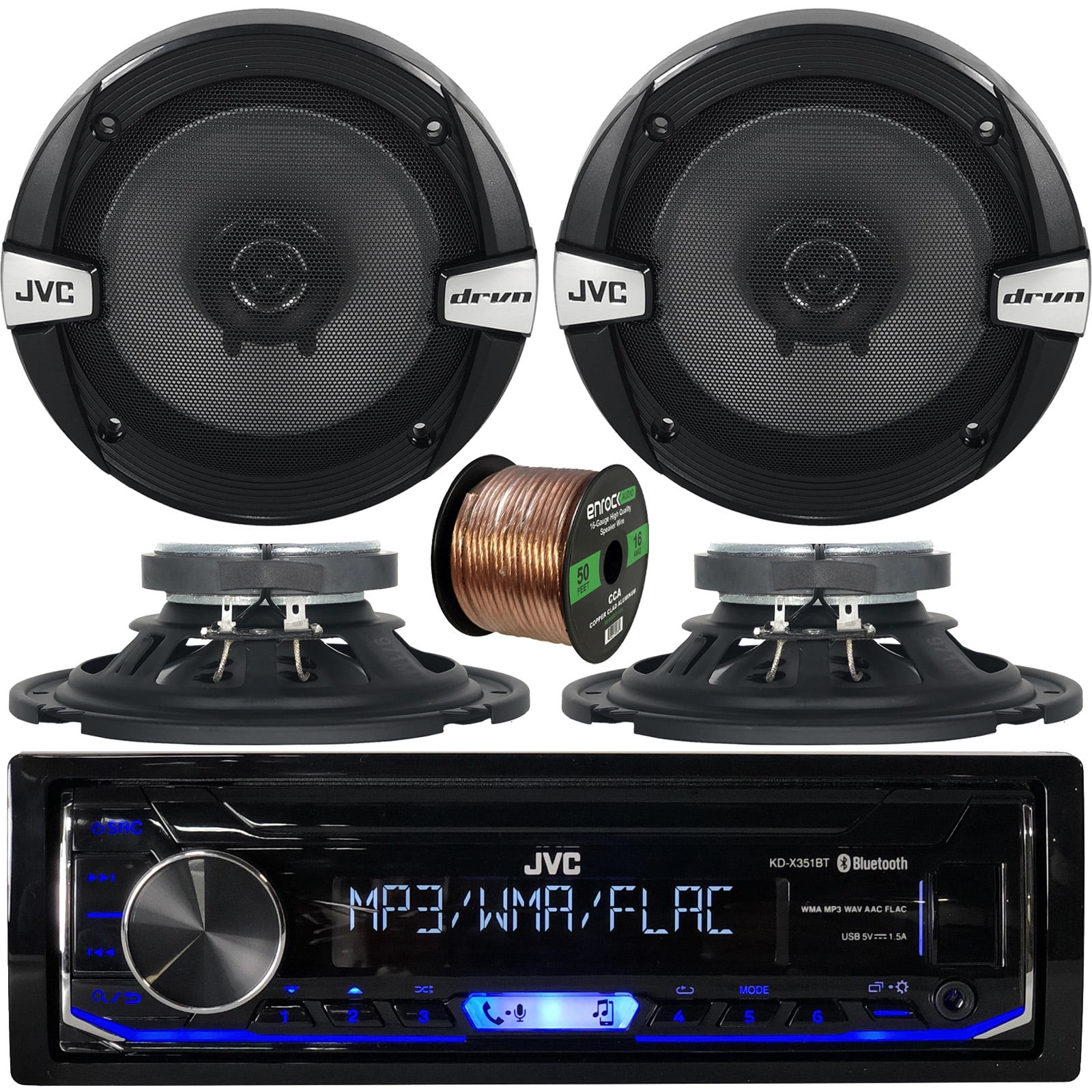 JVC Single DIN Digital Media Bluetooth USB AUX AM/FM Radio Stereo Car ...