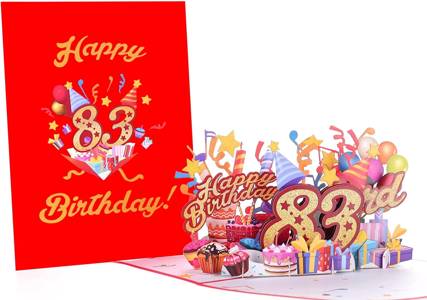 iGifts and Cards Happy 83rd Red Birthday 3D Pop up Greeting Card ...