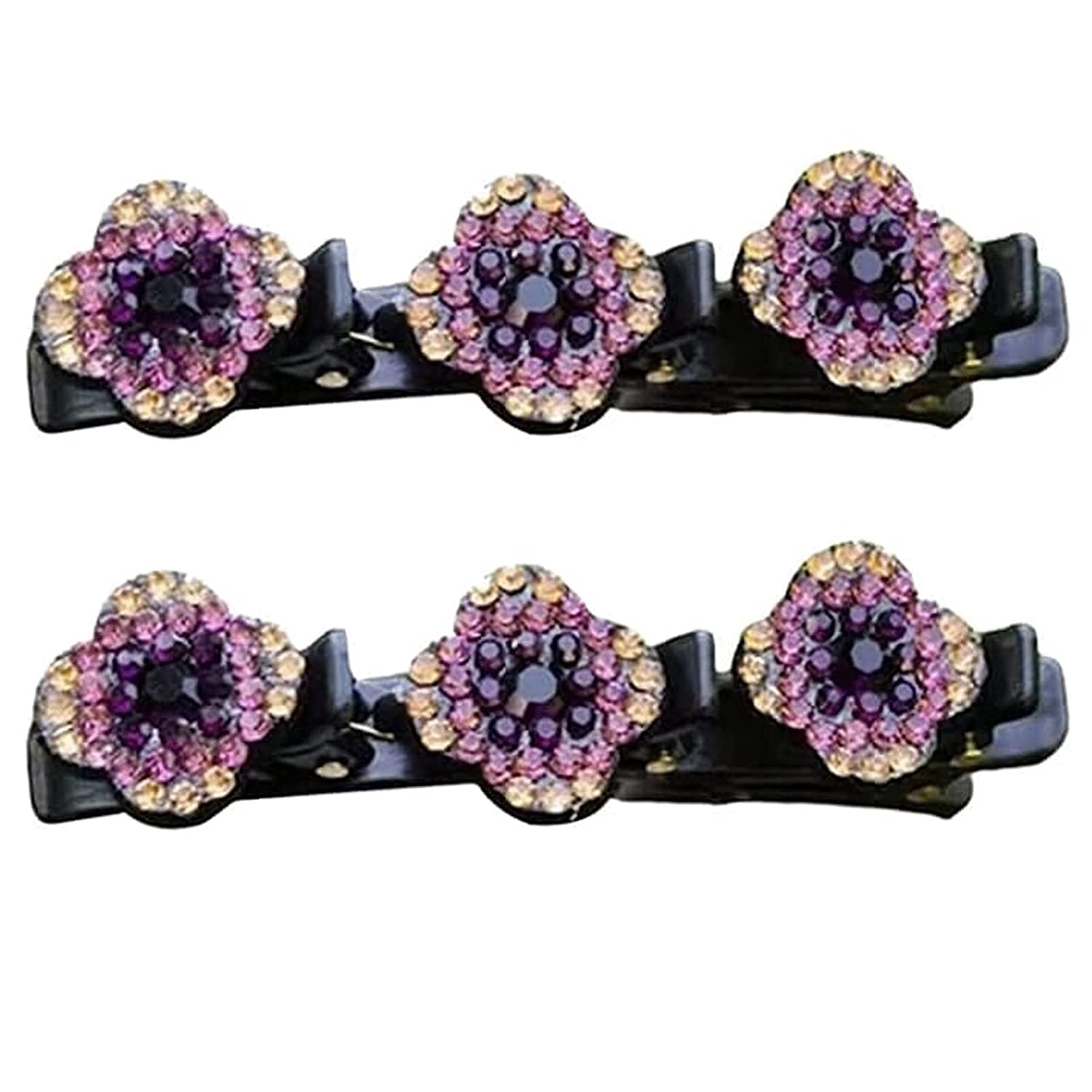 Sparkling Crystal Stone Braided Hair Clips - Satin Fabric Hair Bands ...