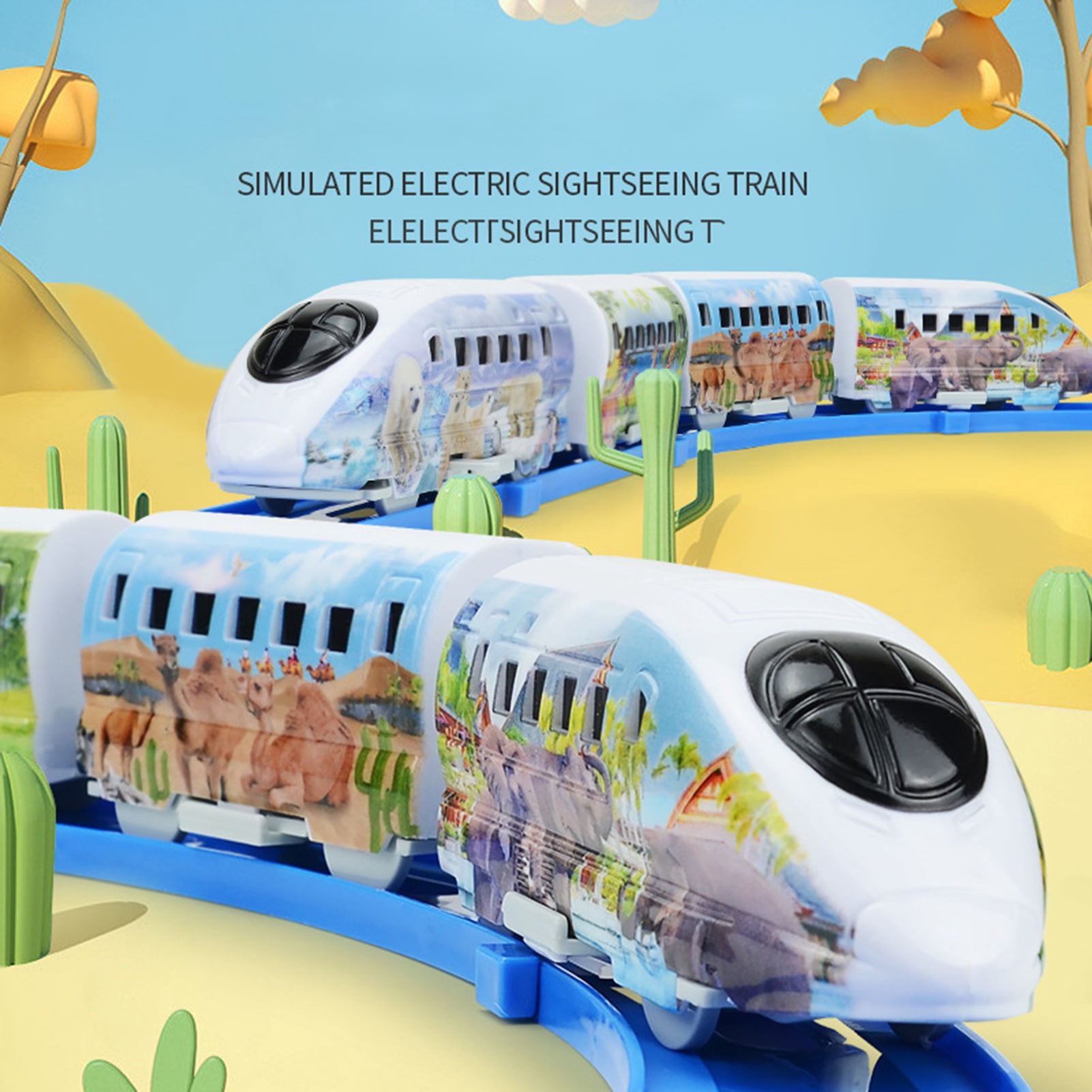 Buy 1 Set Train Railway Toys Simulation Sightseeing Train DIY Scene ...
