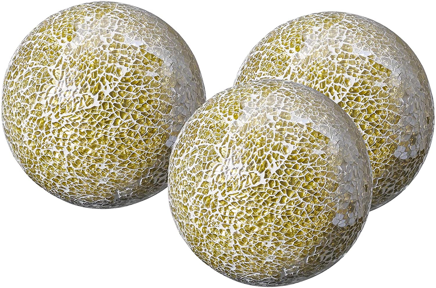 Decorative Balls Set of 3 Glass Mosaic Sphere Dia 5" (Gold - Walmart.com