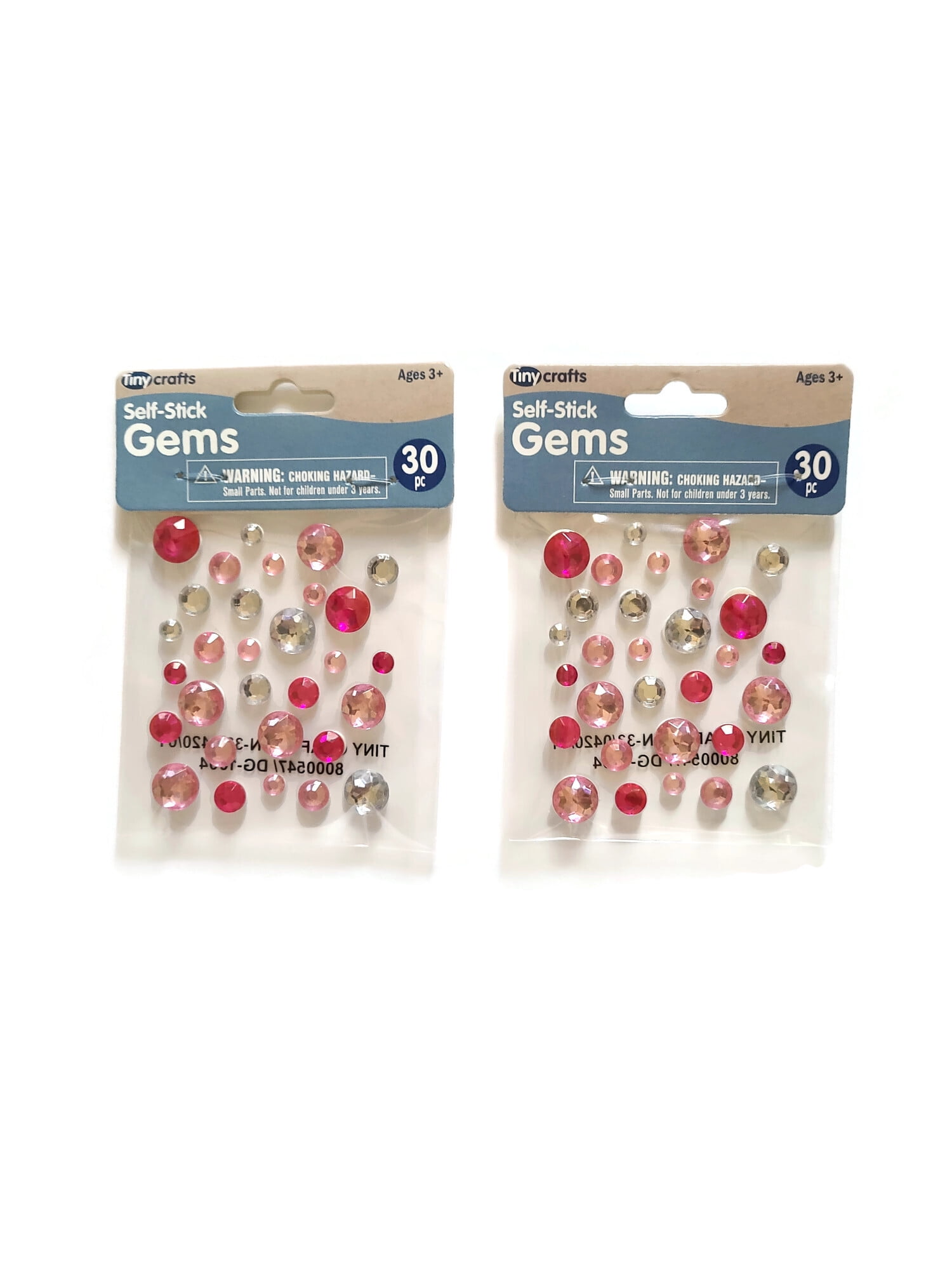 Set of 2 pk. Darice 30 Self-Stick Gems assorted Sizes Pinks and Clear ...