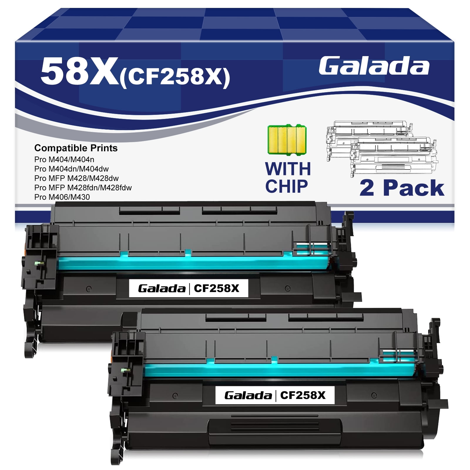 58X CF258X High Yield Black Toner Cartridge(with Chip) Replacement for ...