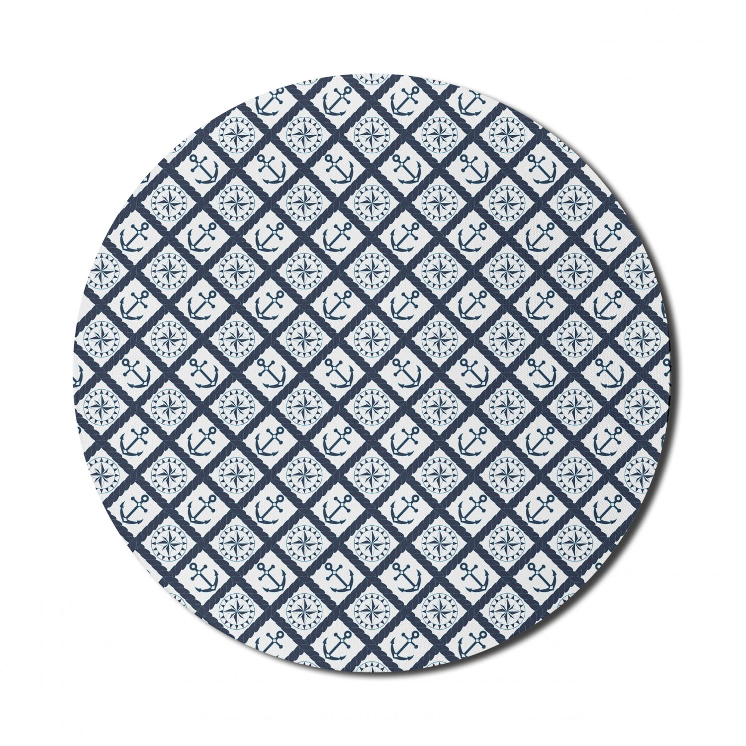 Navy Mouse Pad for Computers, Nautical Pattern with Anchor and Windrose ...