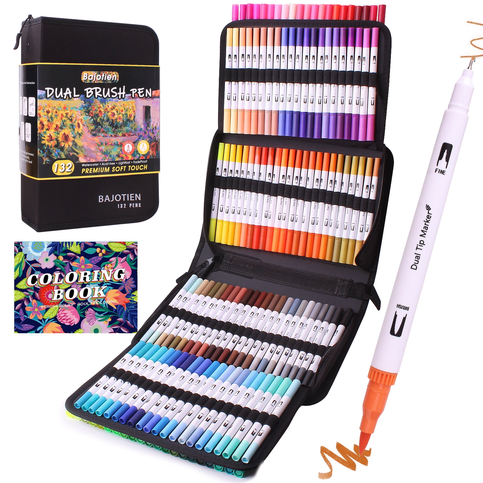 Gunsamg 132 Color Dual Tip Art Markers Set , Water Based Coloring Pens ...