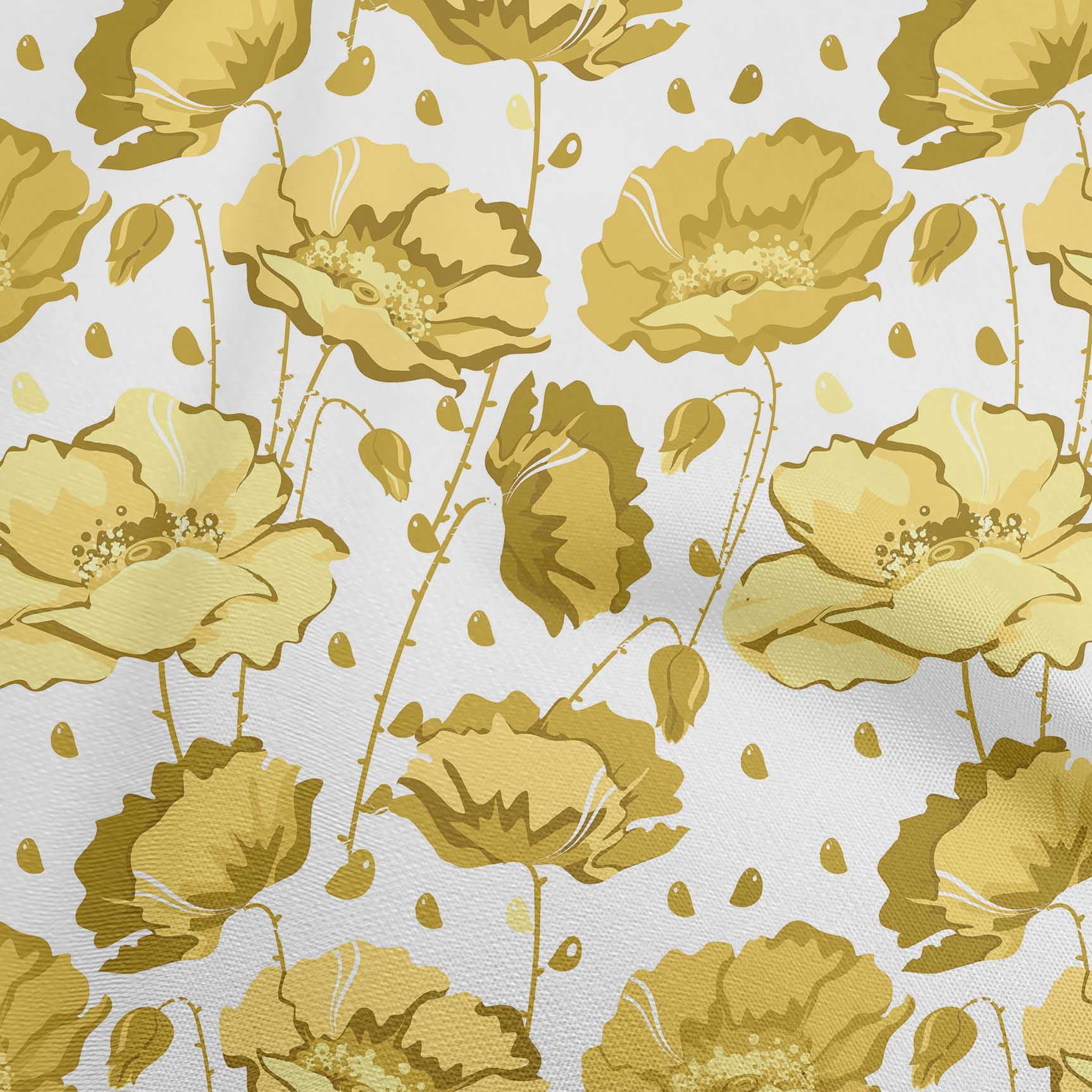 oneOone Cotton Silk Gamboge Yellow Fabric Floral Sewing Material Print ...