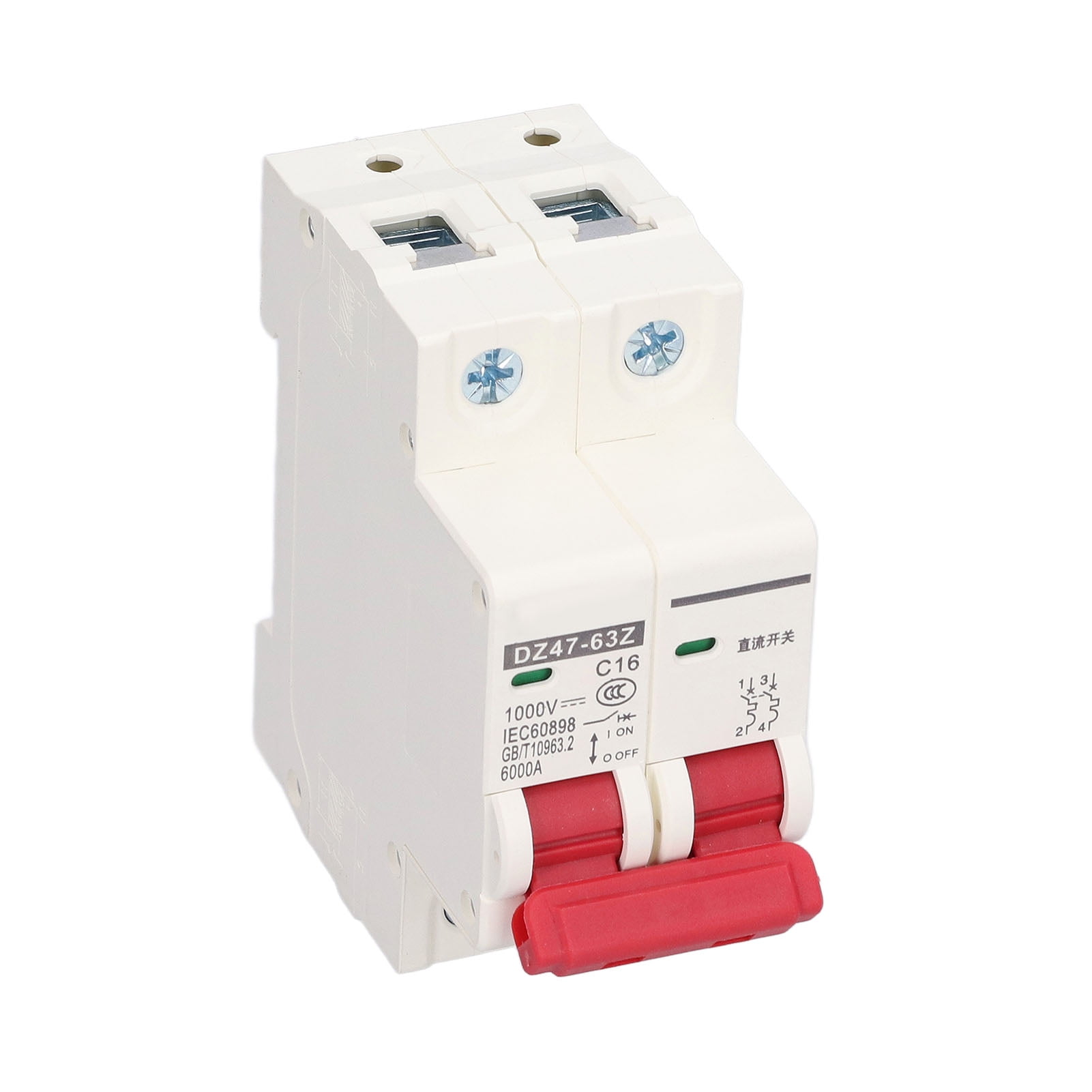 Gupbes Circuit Breaker,Circuit Breaker 2P Low Voltage 6000A Breaking Capacity DIN Rail Mount 16A ...