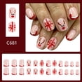 Christmas Press on Nails Short Square Red French Tip Fake Nails Glitter ...