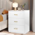 PAPROOS Compact Modern Nightstand, 3-Drawer Wood Bedside Table in White ...