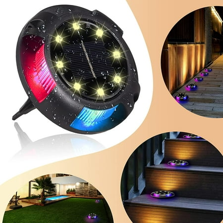 Solar Ground Lights Colorlam 4PCs Buried Ground Light 8 Warm LEDs + 4 ...