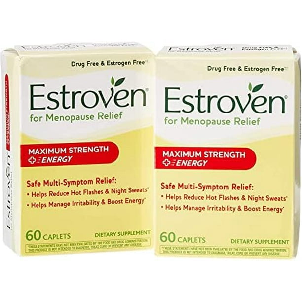 2 Pack | Estroven Maximum Strength Menopause Relief + Stress, 60 ...