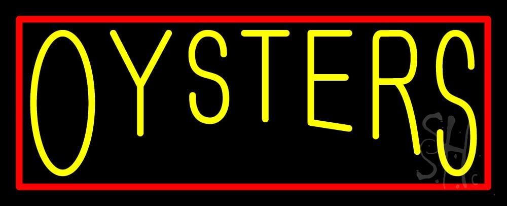 Red Oysters Block 1 LED Neon Sign 13" Tall x 32" Wide - inches Black ...