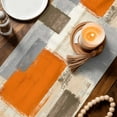 Burnt Orange Grey Table Runner, Abstract Modern Oil Painted Geometric ...