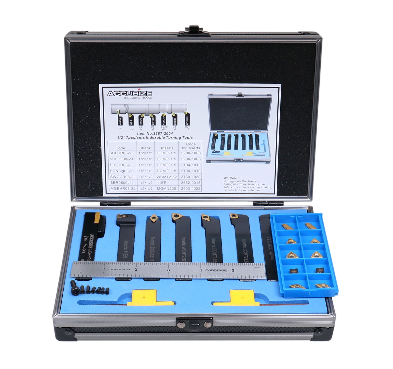Accusize Industrial Tools 1/2'' Shank 7 Pc Indexable Carbide Turning ...