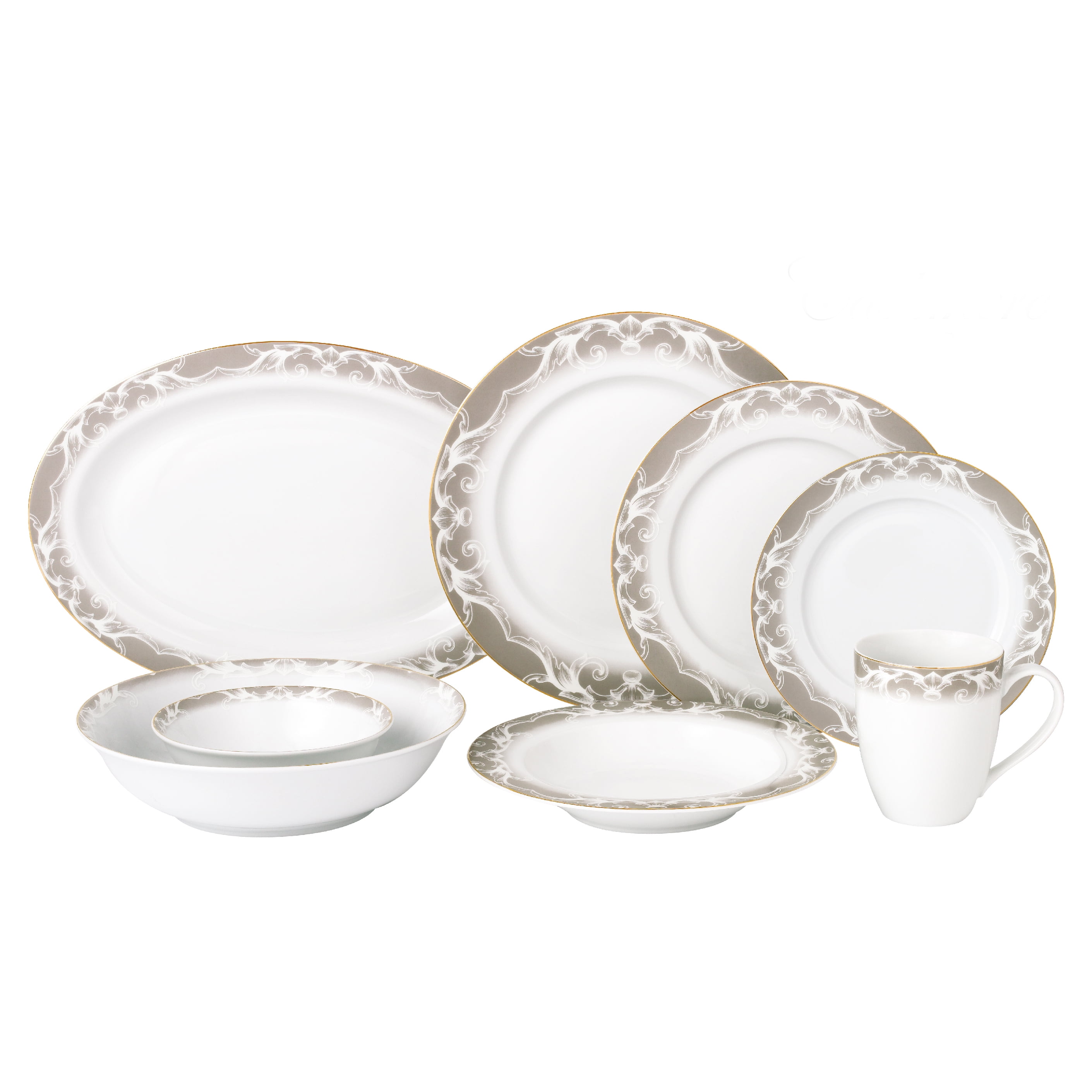 Stylish and Elegant 50 Pieces Bone China Dinnerware Set Service for ...