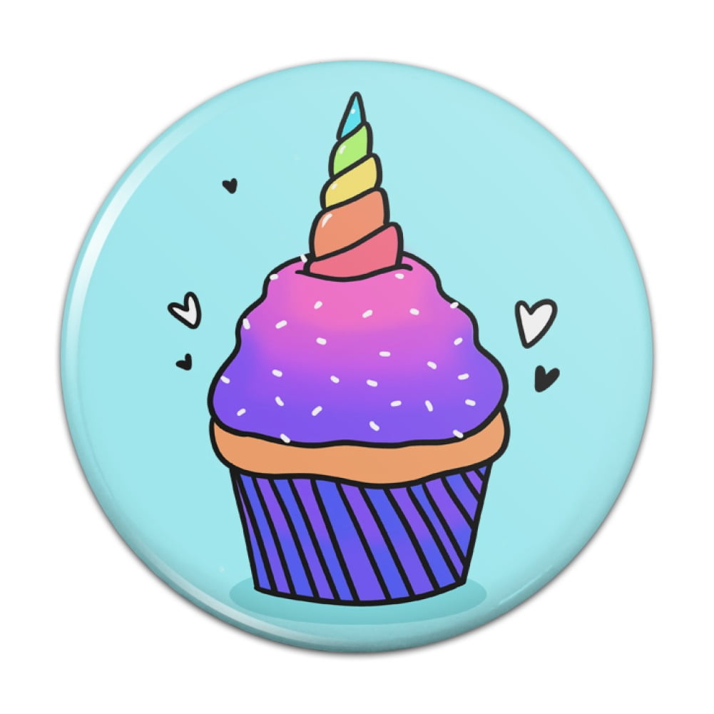 Unicorn Cupcake with Sprinkles Rainbow Pinback Button Pin - Walmart.com