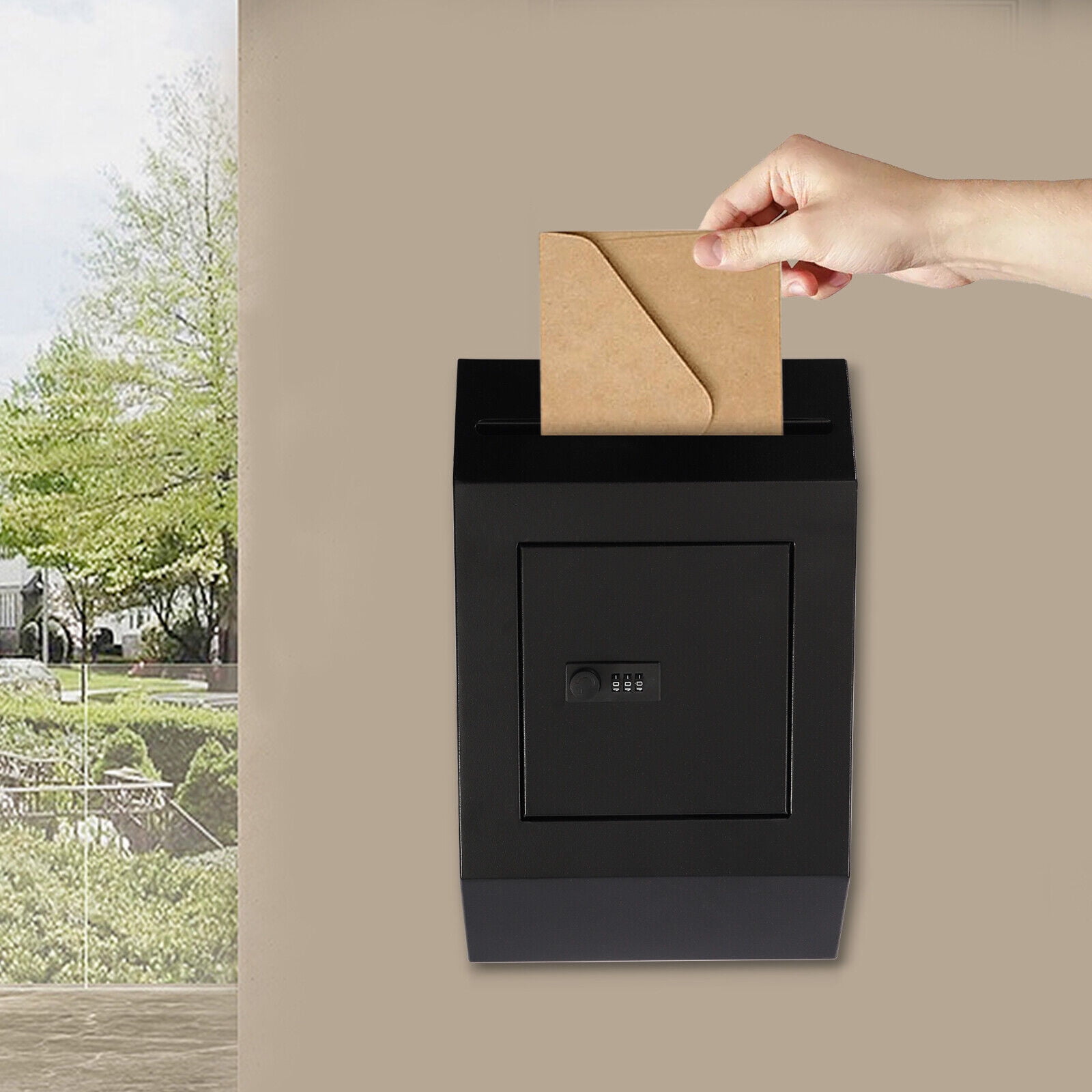 FETCOI Locking Wall Mount Mailbox Home Villa Letter Box Heavy Duty ...