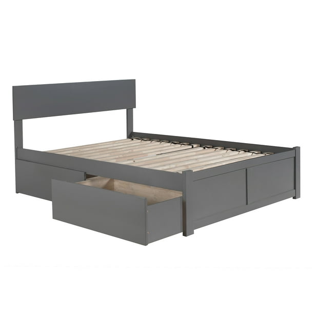 Orlando Platform Bed with Flat Panel Foot Board and 2 Urban Bed Drawers ...