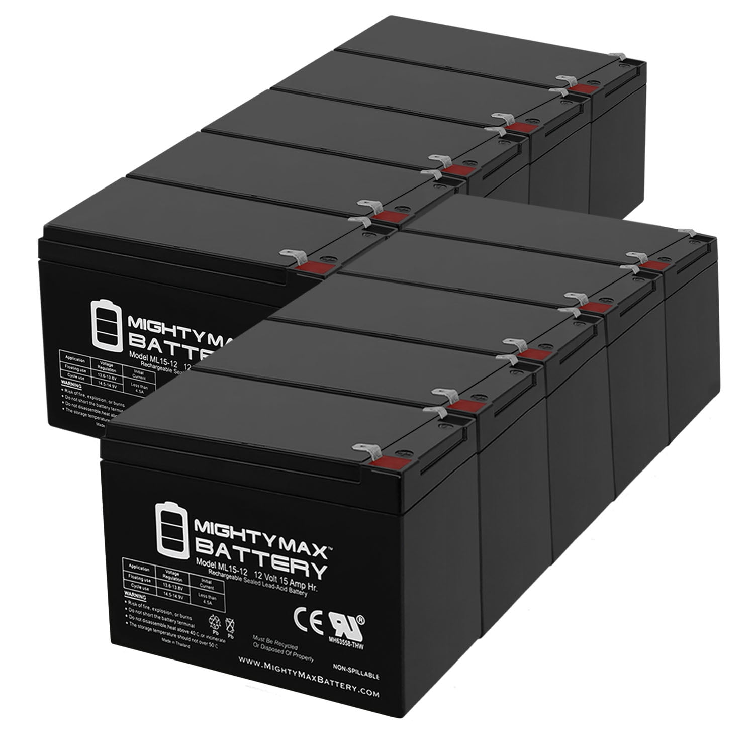ML15-12 12V 15AH F2 BATTERY REPLACEMENT FOR Kung Long WP12-12 - 10 Pack ...