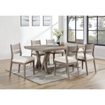Coaster Florence 7-piece Round Wood Dining Set Rustic Smoke and Oatmeal ...