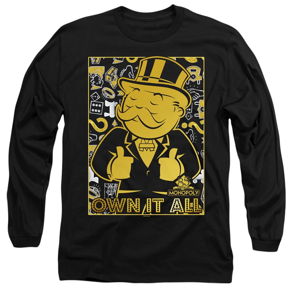 Monopoly Own Long Sleeve Adult 18/1 T-Shirt Black - Walmart.com