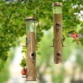 2 Pack Metal Tube Bird Feeders with 6 Feeding Ports, Steel Hanging Wild ...