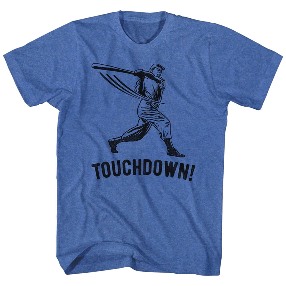 Baseball Player Hitting Homerun Saying Touchdown Funny Comical Adult T ...