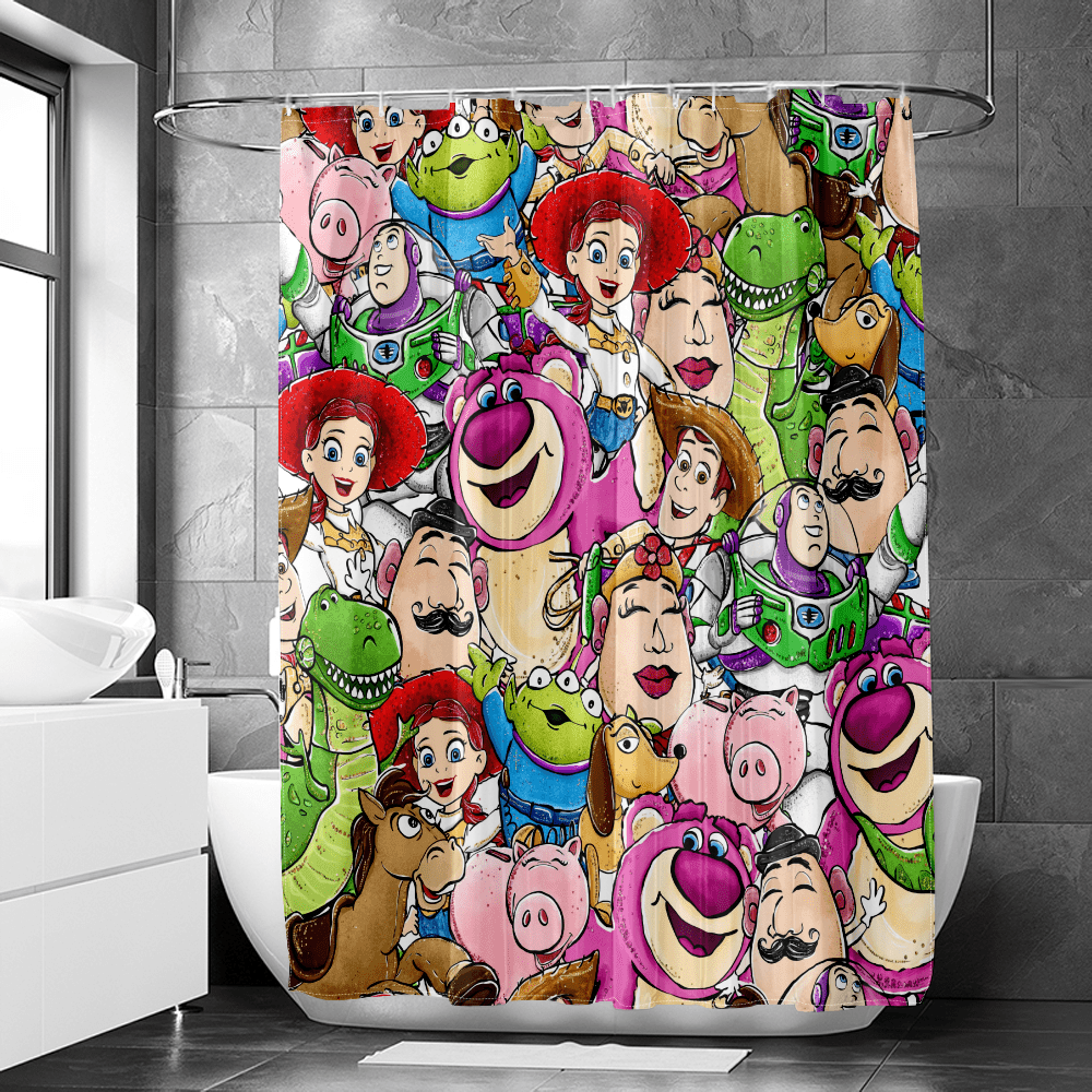 Toy Story Shower Curtain Pretty Waterproof Cute Pattern Bath Curtain ...