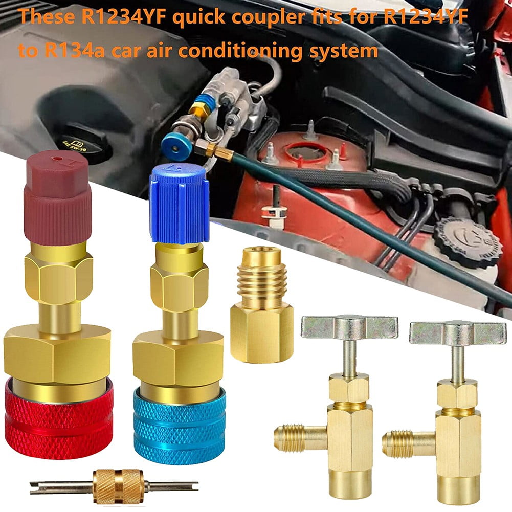LKMEI A/C R1234YF Quick Coupler Connector Adapters High/Low Manifold AC ...
