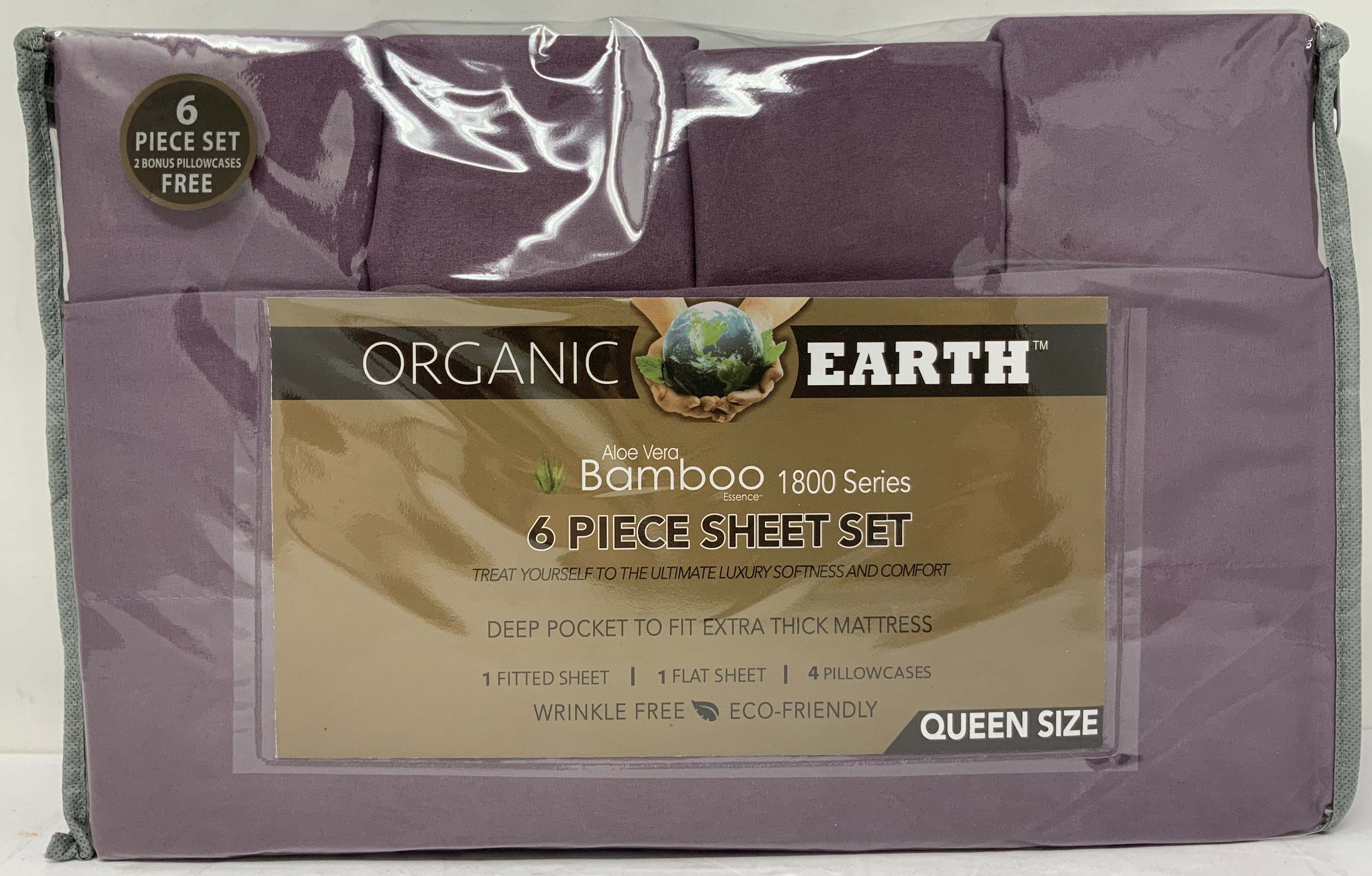 Organic Earth Aloe Vera Bamboo 1800 Series 6 Piece Sheet Set Wrinkle ...