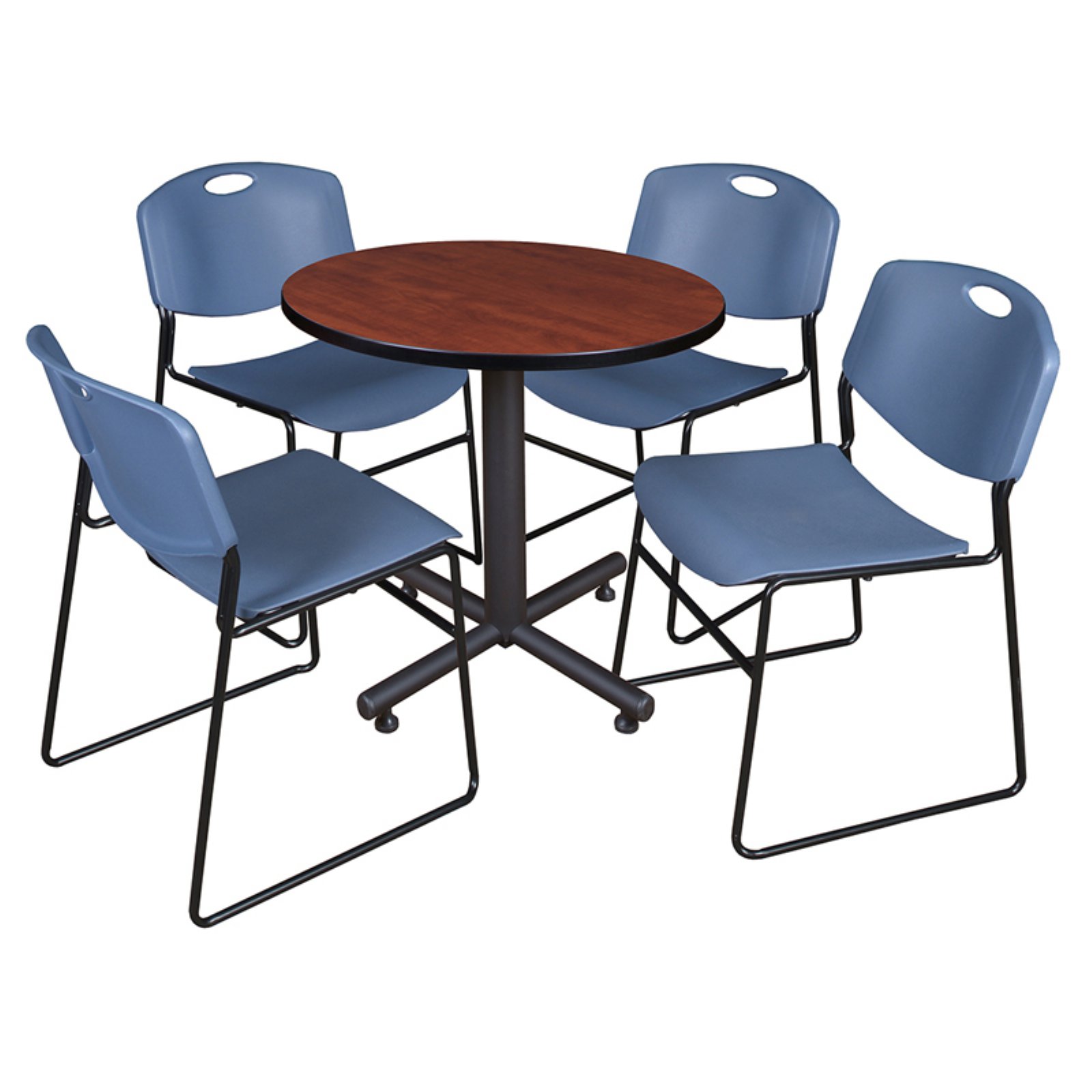 Regency 5-Piece 42" Square Table with Black Post Legs with 4 Stackable ...