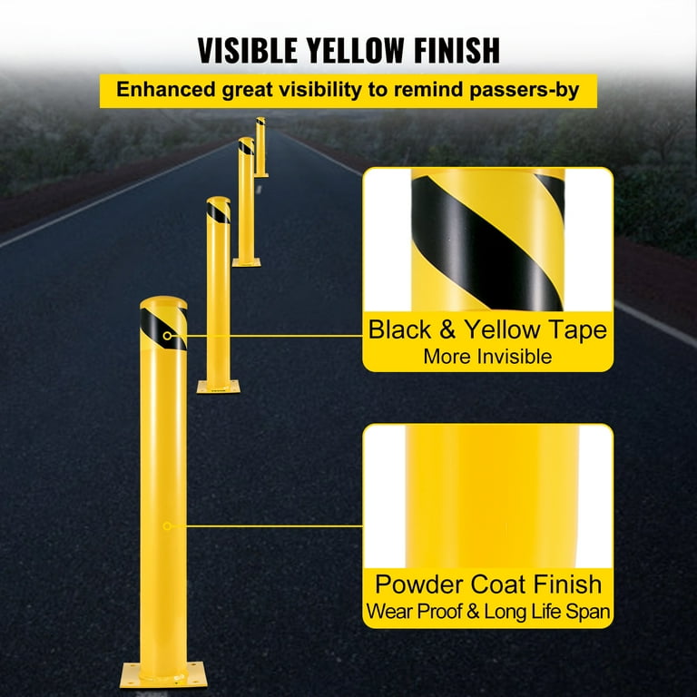 Steel S 2-Pack 42" Tall – 4.5" Diameter Yellow Posts With Anchor Bolts ...