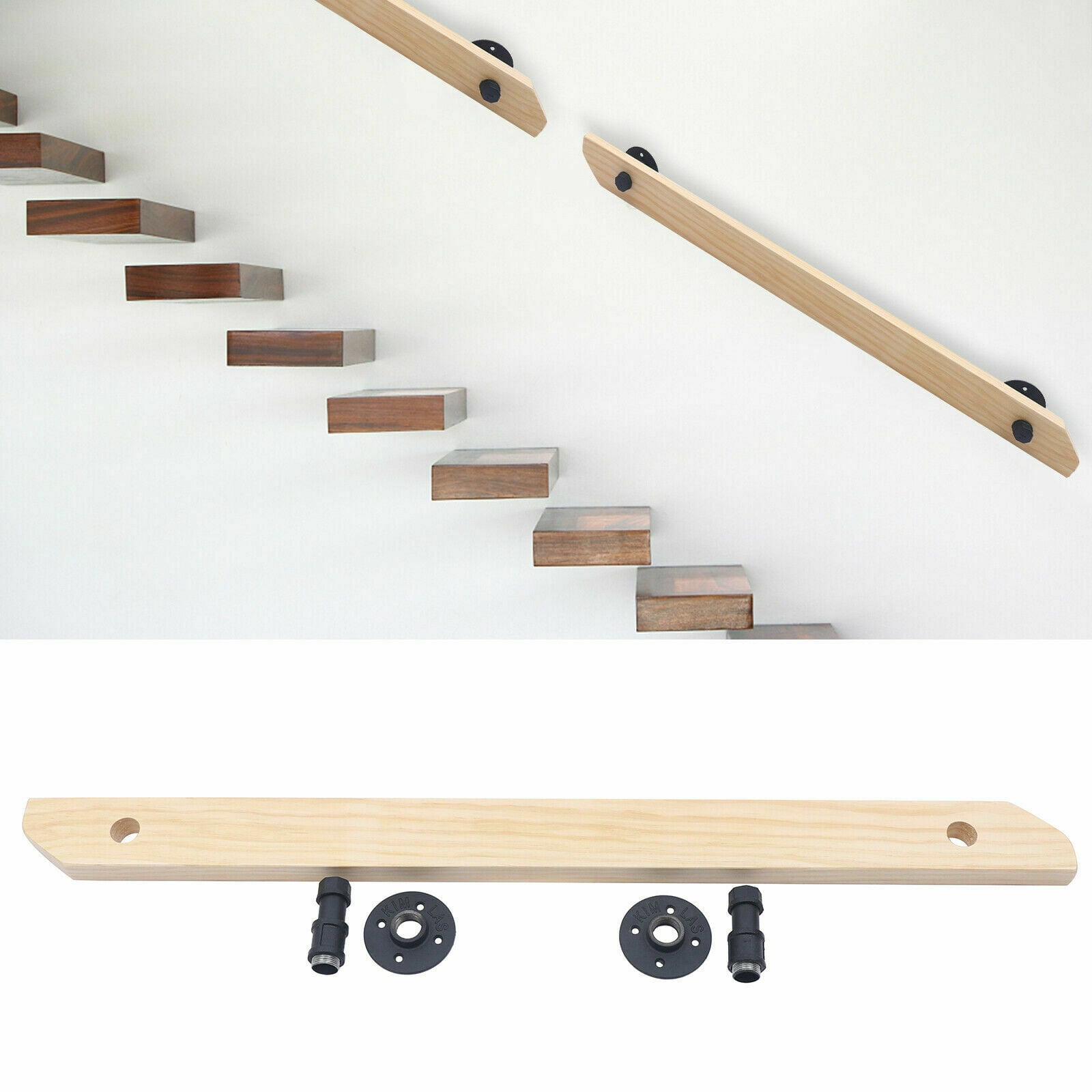 Buy Miumaeov 3.3ft Wood No-Slip Staircase Handrail Rustic Stairway Hand ...