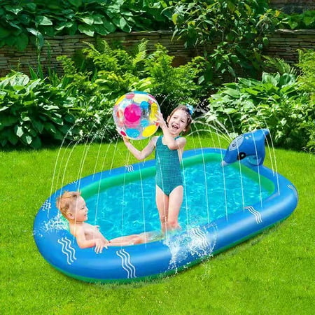 Dolphin Sprinkle Wading Pool,110cm Water Toys Paddling Pool for Kids ...