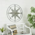DecMode Silver Metal Compass Wall Decor with Distressed Copper Like ...