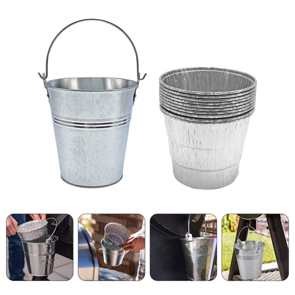 Smoker Grill Grease Drip Bucket with 12 Pcs Disposable Foil Liner for ...
