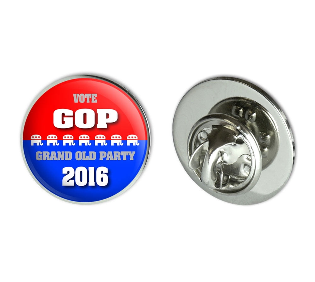 Vote GOP 2016 Grand Old Party Republican Round Metal Lapel Hat Pin Tie ...
