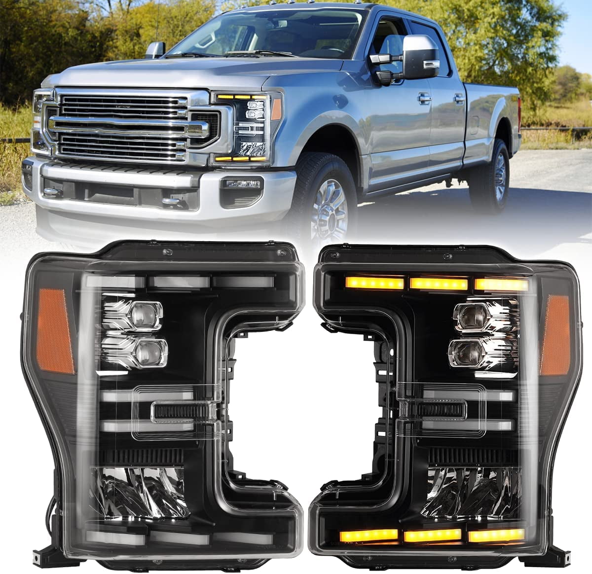 Full Led Headlights Assembly for 2017 2018 2019 Ford F-250/ F-350/ F ...