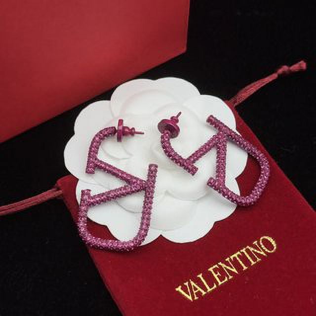 Valentino Clásico Rosa Letra V Pendientes Grande Mediano Pequeño ...