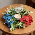 4th of July Candle Rings Wreath Centerpieces with Red White Blue ...