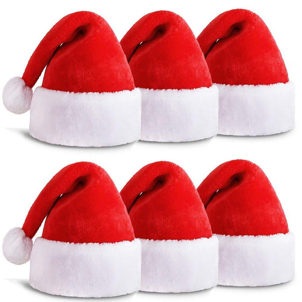 Pack of 6 Christmas Hat Santa Claus Hat, Adult Christmas Holiday Hat ...