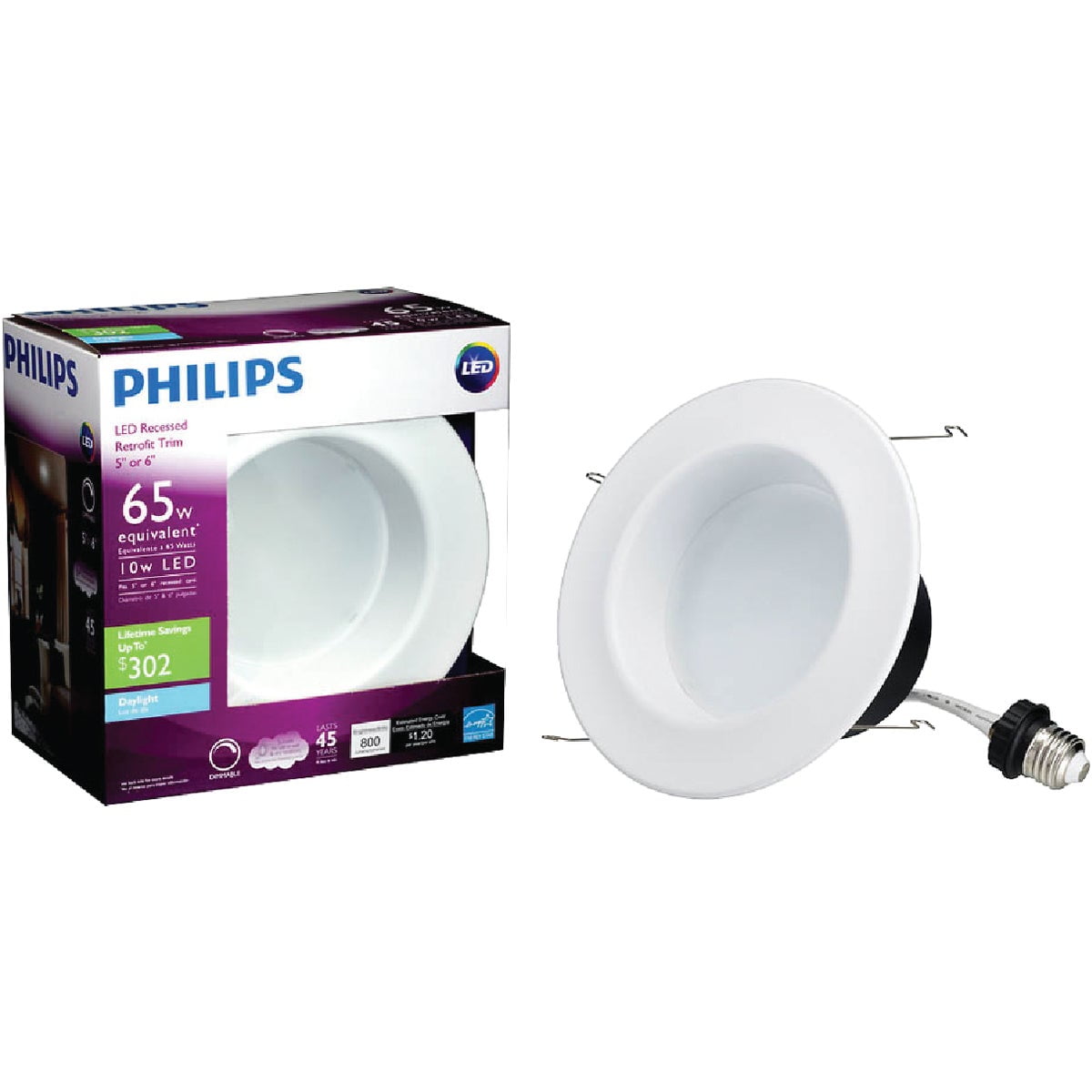 Philips 5 In. Retrofit IC/Non-IC Rated White LED Recessed Light Kit ...