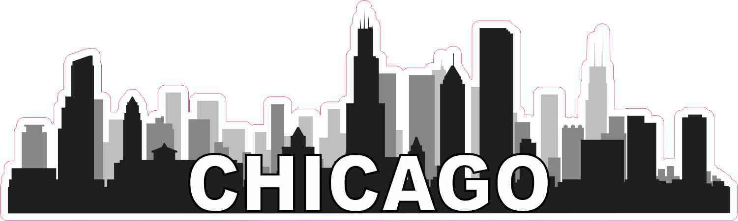 10in x 3in Chicago Skyline Sticker Travel Car Window Decal Bumper ...