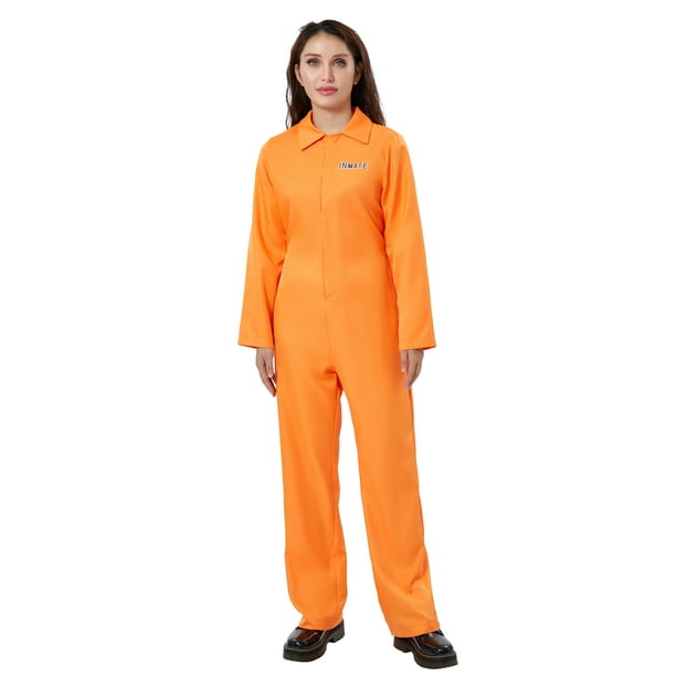 Fortune Family Halloween Prisoner Costume, Orange Prison Jumpsuit Adult ...