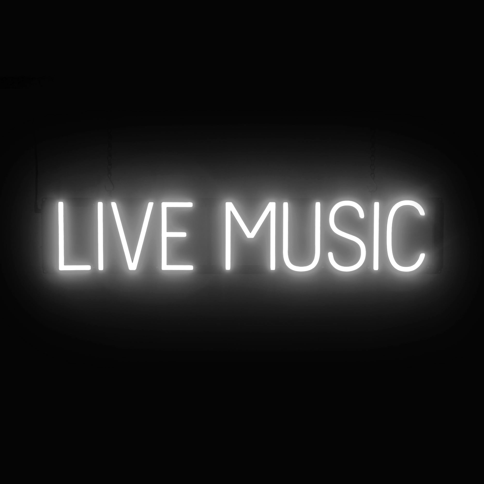 SpellBrite LIVE MUSIC LED Sign for Business. 32.7" x 6.3" White LIVE ...