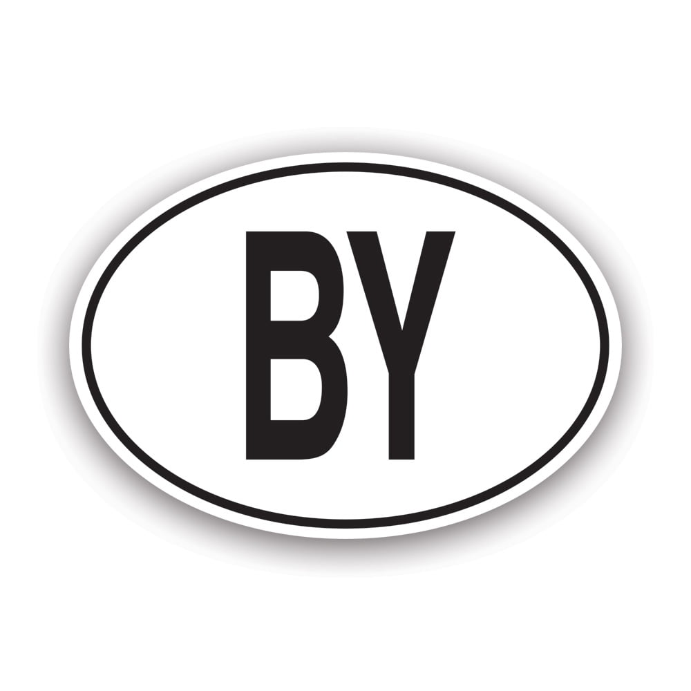 BY Belarus Country Code Oval Sticker Decal - Self Adhesive Vinyl ...