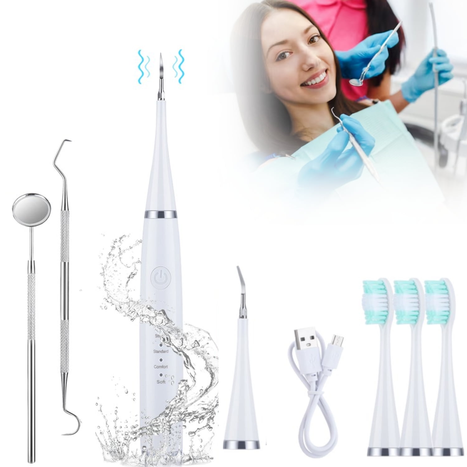 KIBVOE Plaque Remover for Teeth,Electric Ultrasonic Teeth Cleaner 3 ...